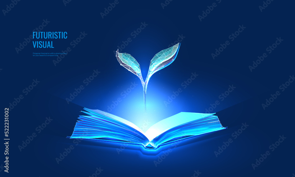 Knowledge of books concept in digital futuristic style. The sprout ...