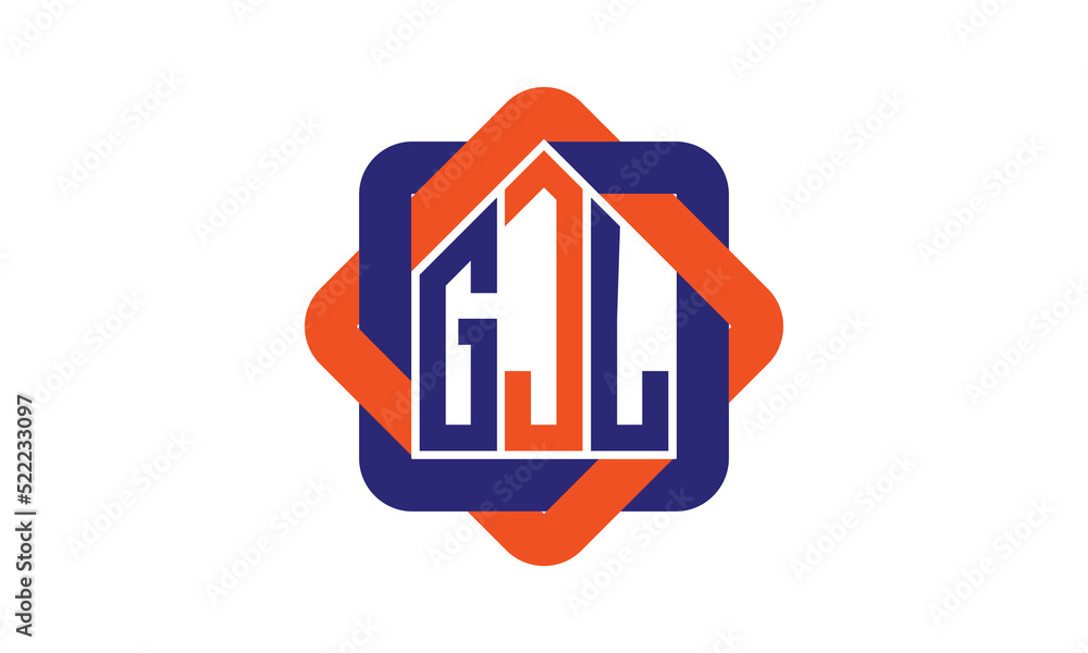 GJL three letter real estate logo with home icon logo design vector ...