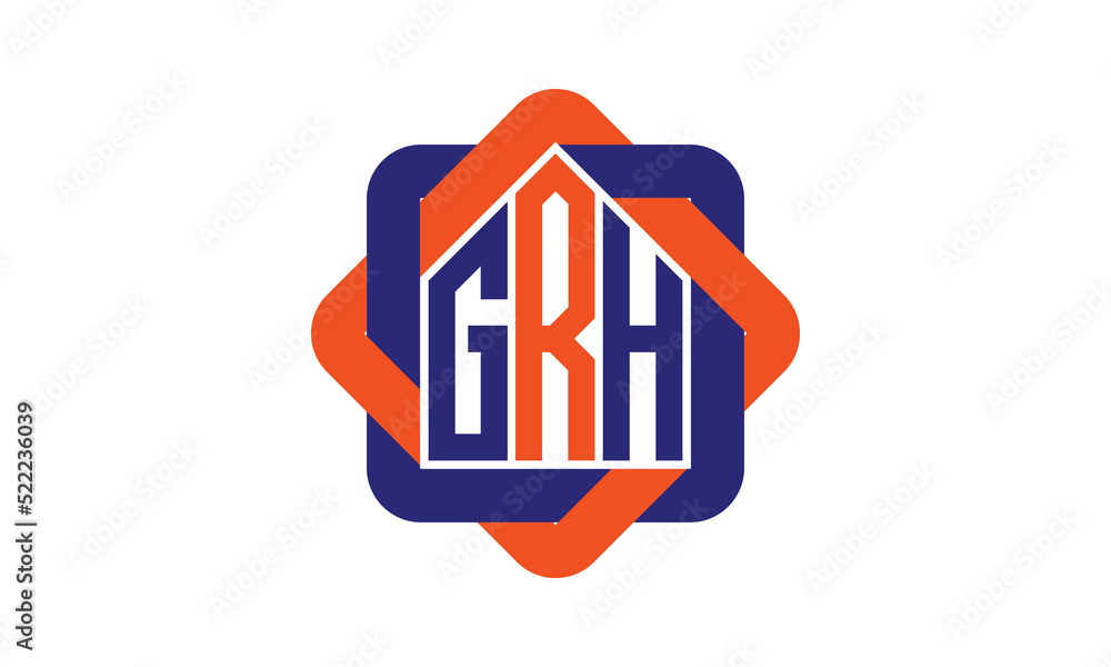 GRH three letter real estate logo with home icon logo design vector ...