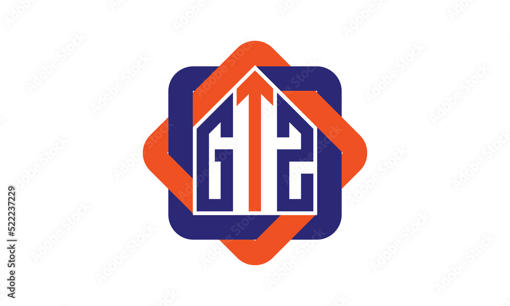 GTZ three letter real estate logo with home icon logo design vector ...
