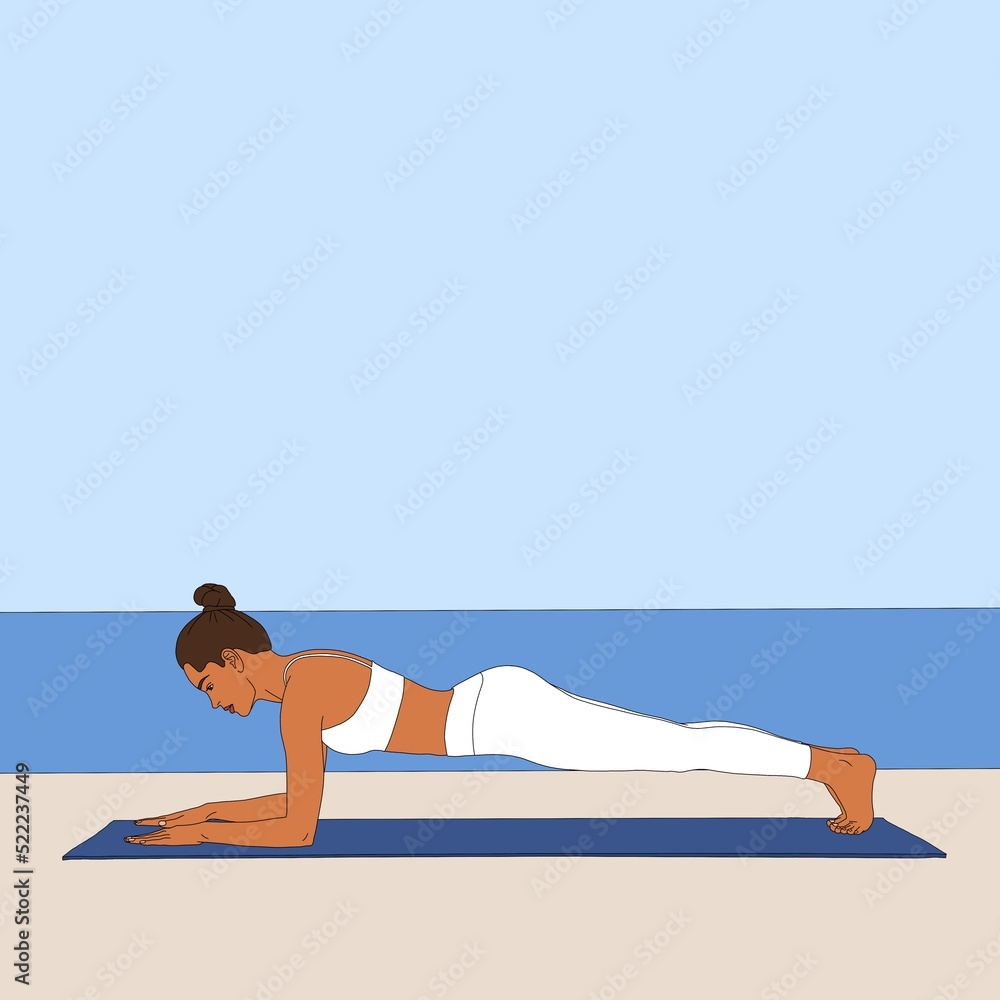 Dolphin (Forearm) Plank Pose / Makara Adho Mukha Svanasana. Stretching ...