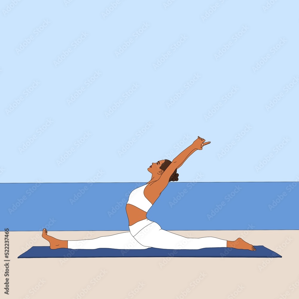 Splits Pose / Hanumanasana. Stretching flexible woman practicing doing ...