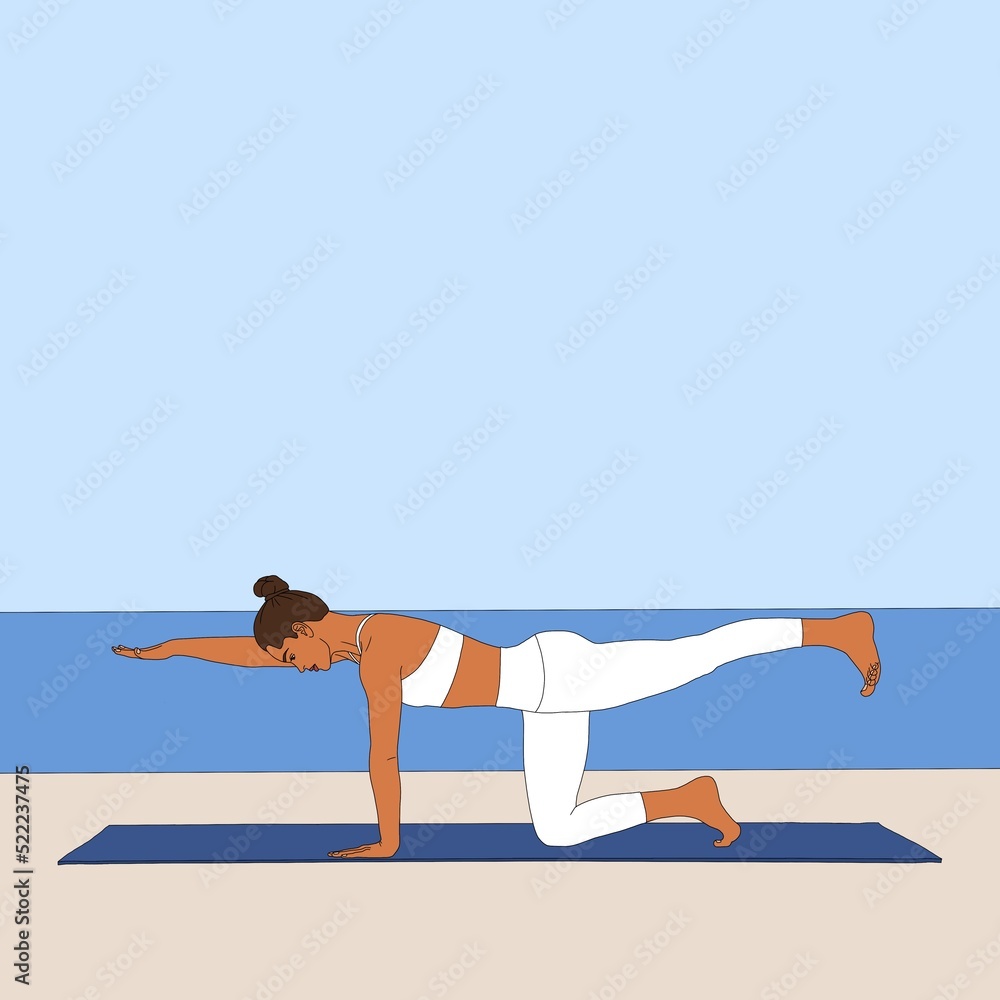Sunbird Pose / Chakravakasana. Stretching flexible woman practicing ...