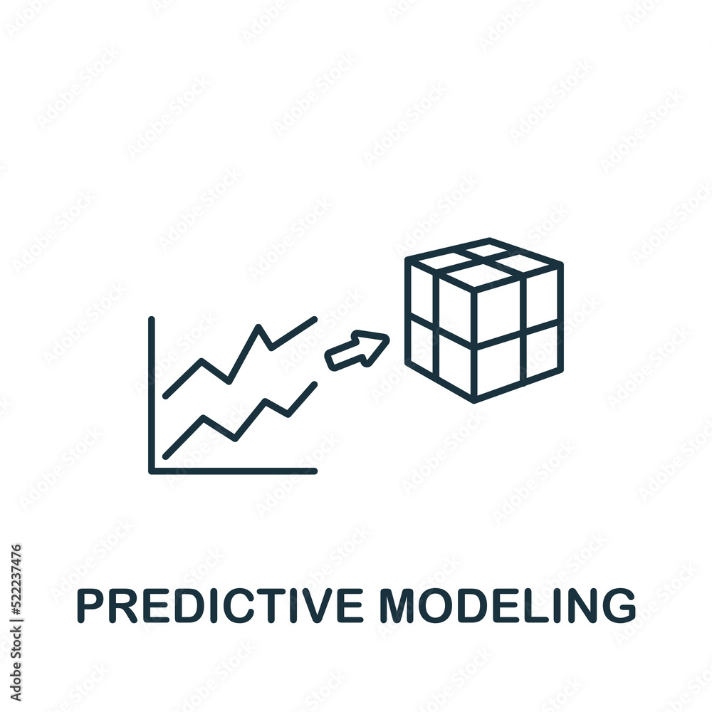 Predictive Modeling icon. Monochrome simple line Data Science icon for ...