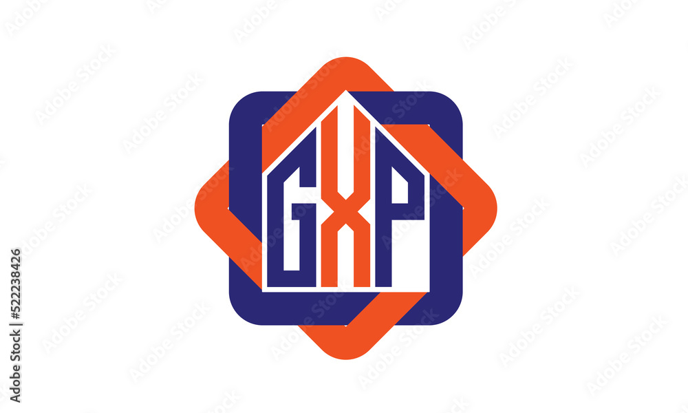 GXP three letter real estate logo with home icon logo design vector ...