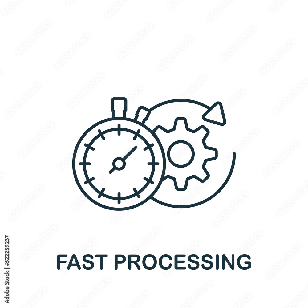 Fast Processing icon. Monochrome simple line Data Science icon for ...