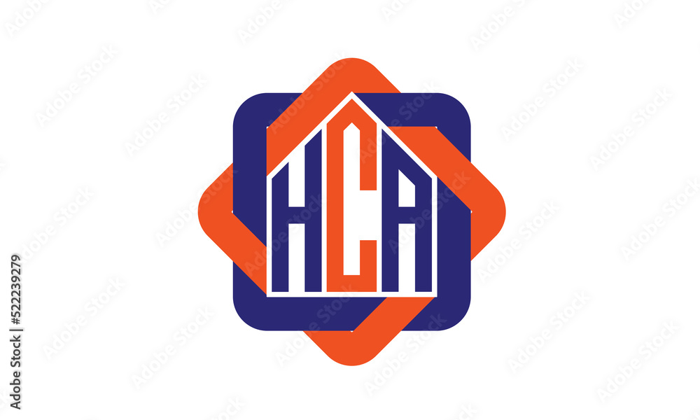 HCA three letter real estate logo with home icon logo design vector ...