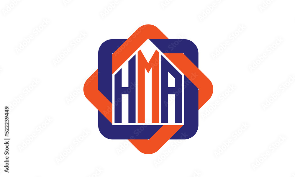 HMA three letter real estate logo with home icon logo design vector ...