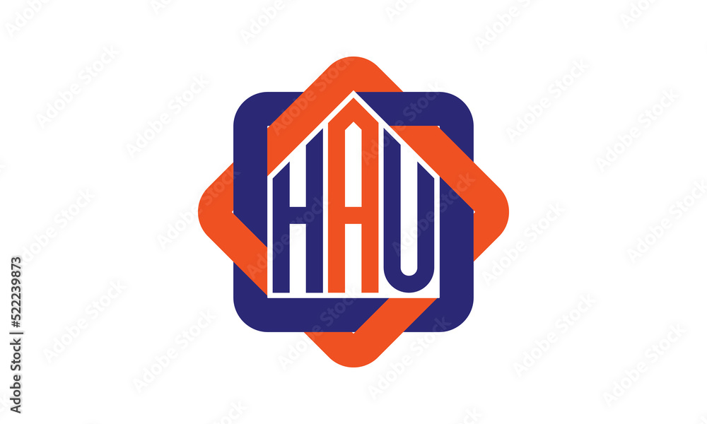 HAU three letter real estate logo with home icon logo design vector ...