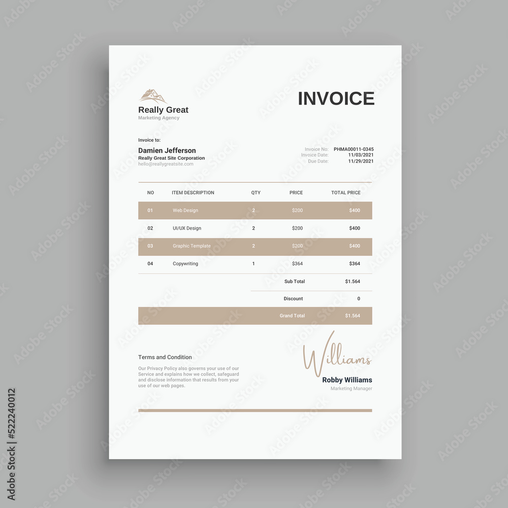 Vetor de Minimalist Invoice Easy to edit and customize, with a single ...