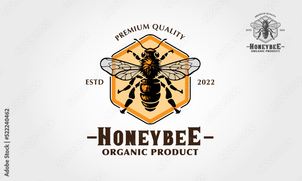 Honey Bee Logo Illustration. Illustration design for honey insect, logo ...