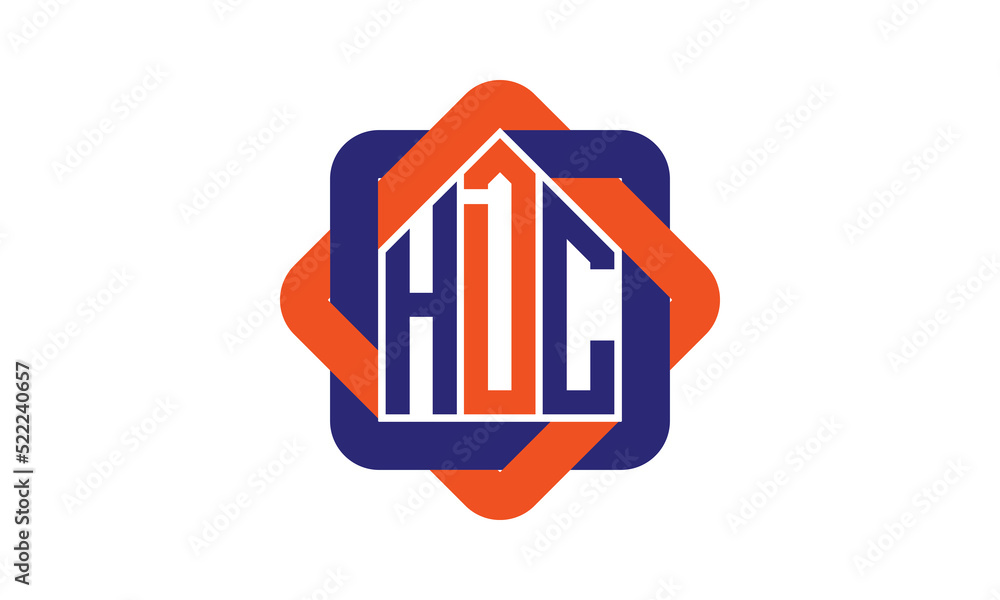 HDC three letter real estate logo with home icon logo design vector ...