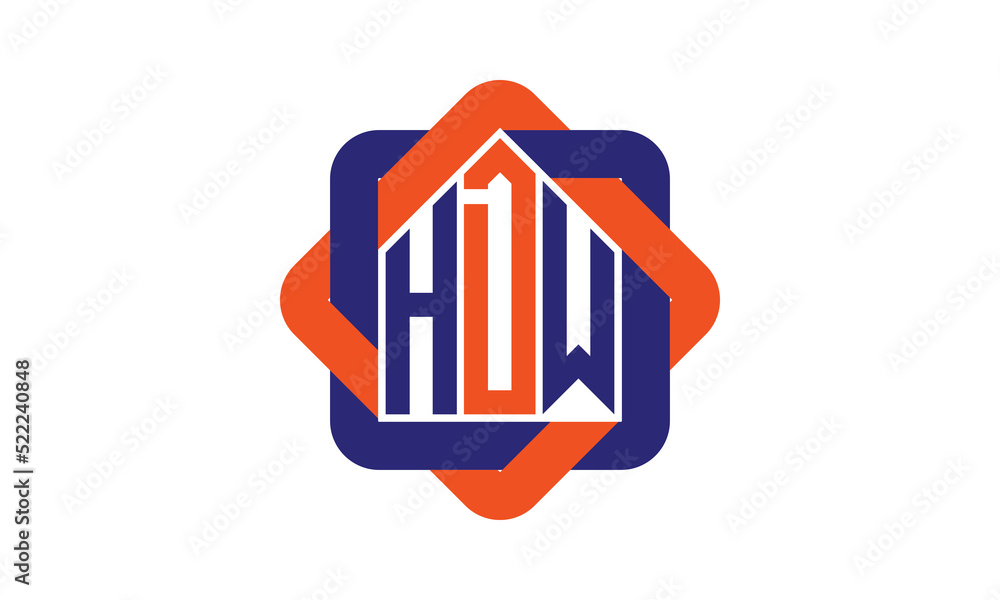 HDW three letter real estate logo with home icon logo design vector ...