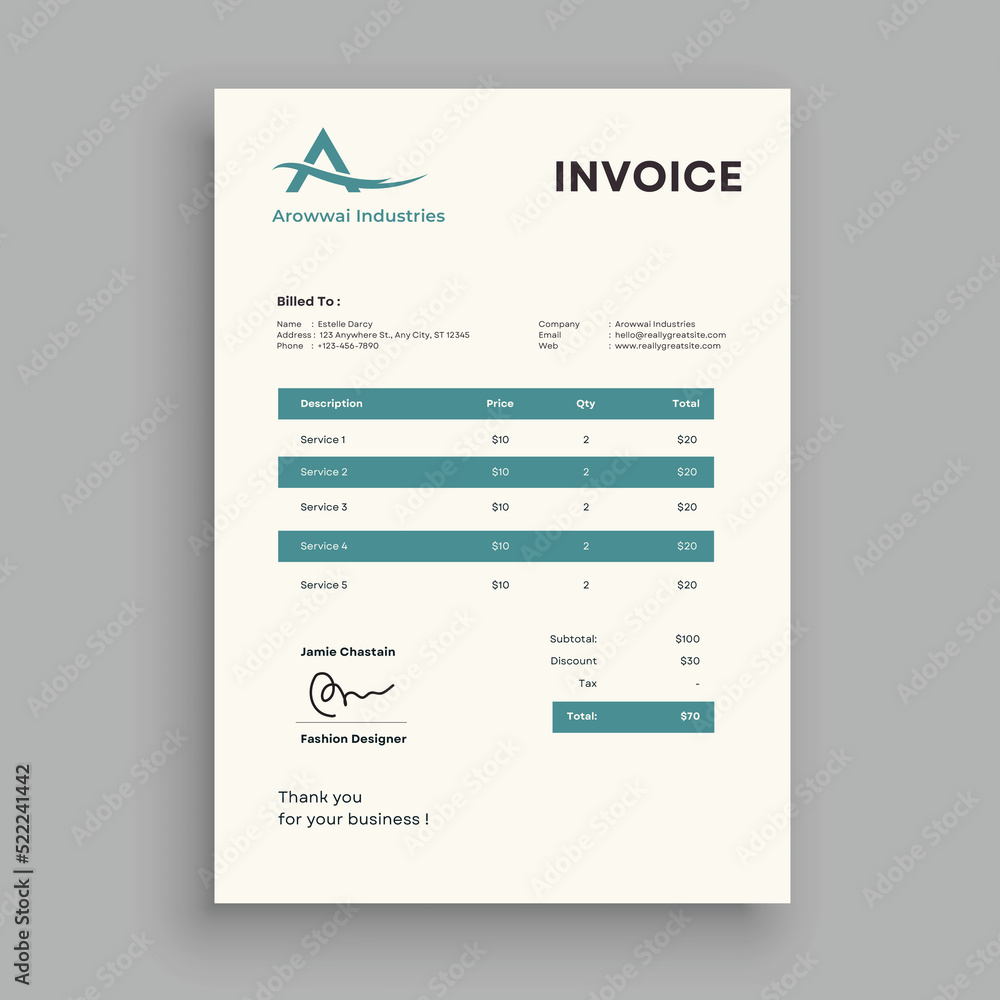 Business invoice design form template. Invoicing quotes, money bills or ...