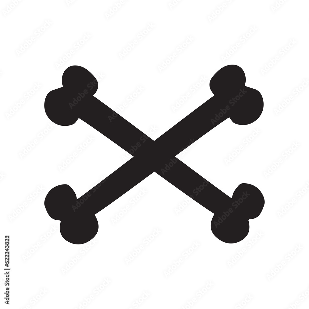 Vector hand drawn doodle sketch crossed bones silhouette isolated on ...