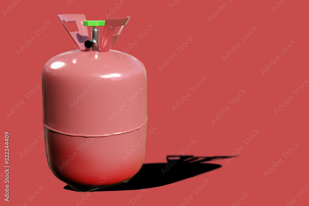 Refrigerants inside gas cylinder. Pink bottle with filling Freon. Gas ...