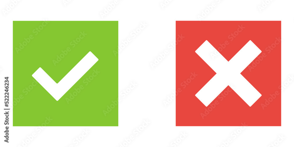 checkmark and X mark icon. check and uncheck icon vector. validation icon vector. for apps and ...