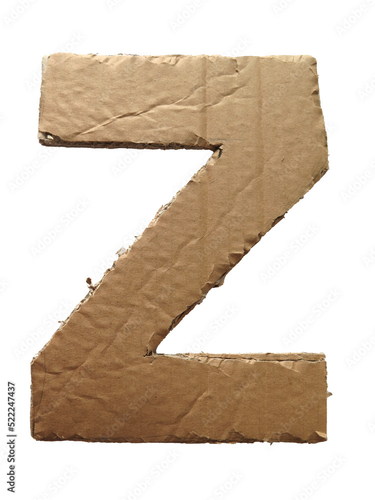 Cardboard texture Letter Z on transparent background Stock Photo ...