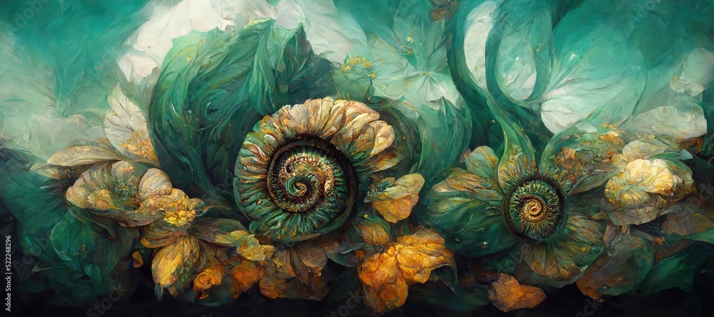 Unusual and strange alien looking ammonite flowers blooming. Surreal ...