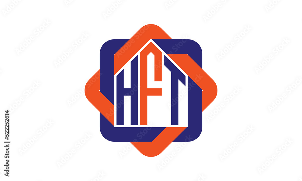 HFT three letter real estate logo with home icon logo design vector ...