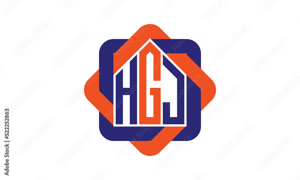HGJ three letter real estate logo with home icon logo design vector ...