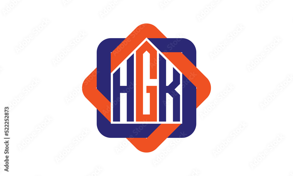 HGK three letter real estate logo with home icon logo design vector ...