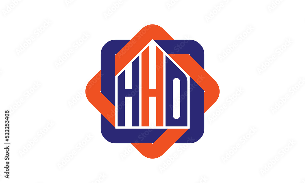 HHO three letter real estate logo with home icon logo design vector ...