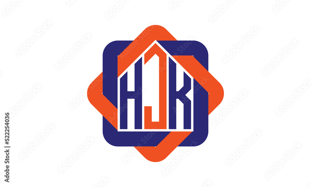 HJK three letter real estate logo with home icon logo design vector ...