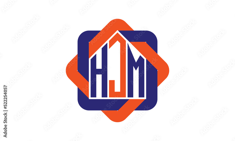 HJM three letter real estate logo with home icon logo design vector ...