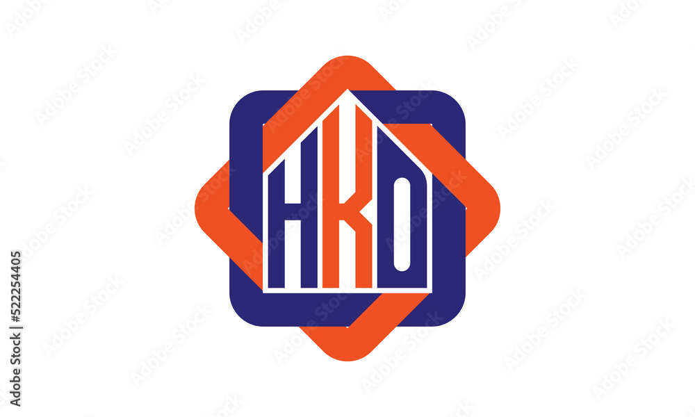 HKO three letter real estate logo with home icon logo design vector ...