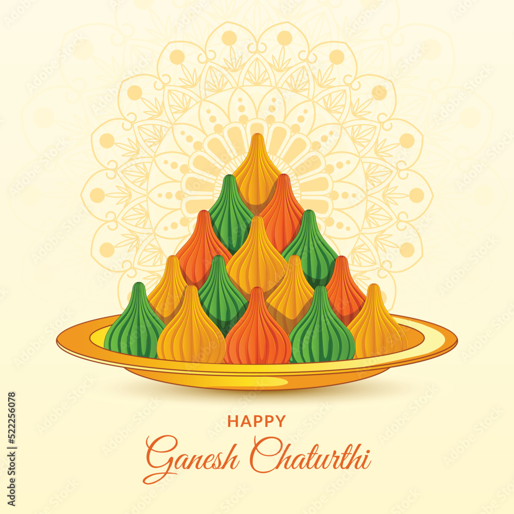 Indian Sweets Modak, Mava Modak Thali for Ganesh Chaturthi Stock Vector ...