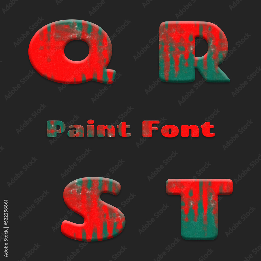 Abstract modern font design with paint effect, textured 3D display font ...