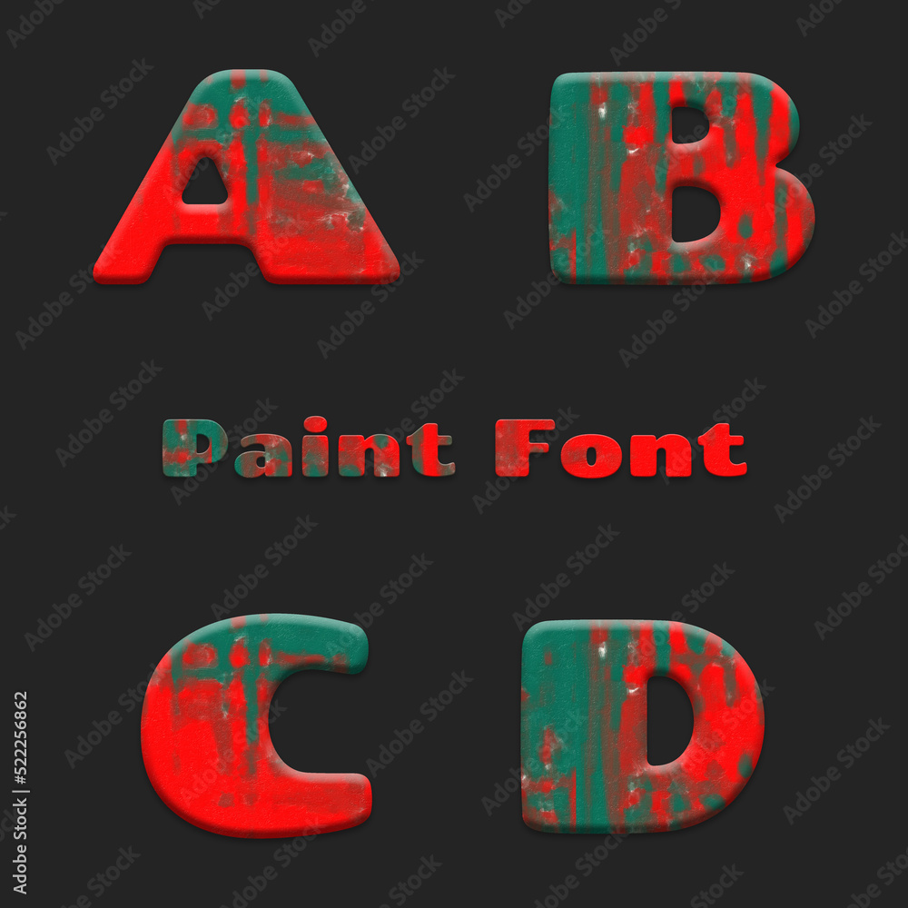 Abstract modern font design with paint effect, textured 3D display font ...