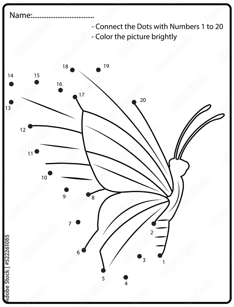 Connect the dots children educational drawing game. .Numbers activity ...