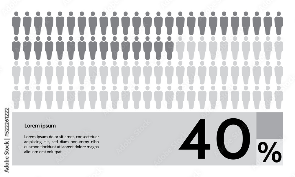 40 percent people population demography, diagram, infographics concept ...