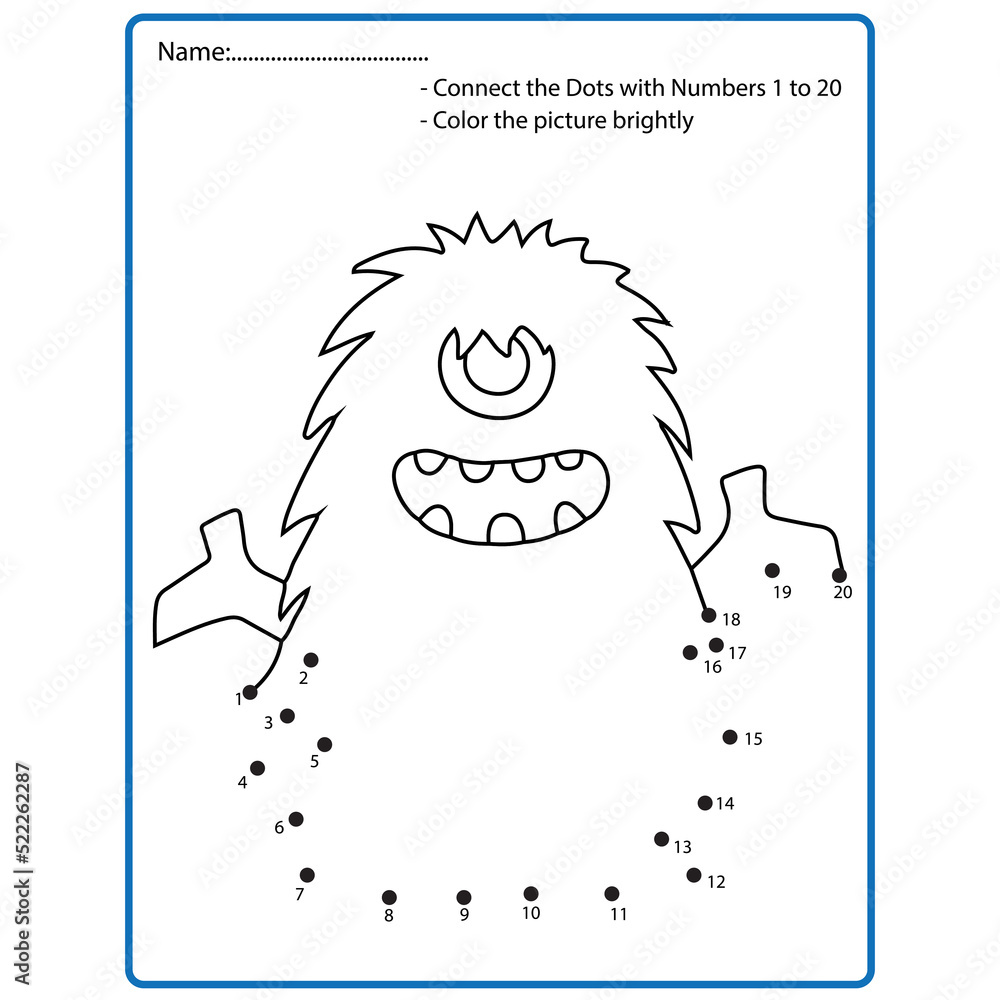 Connect the dots and draw a cute alien character,Dot to dot educational ...
