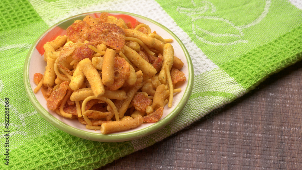 Indian Snacks, Traditional Indian deep fried salty dish called chivda ...