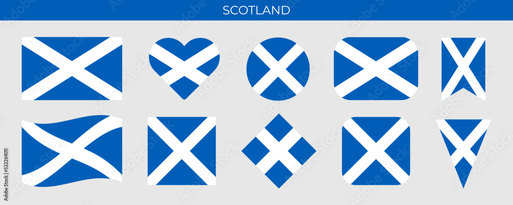 Scotland flag set. Vector illustration isolated on white background ...