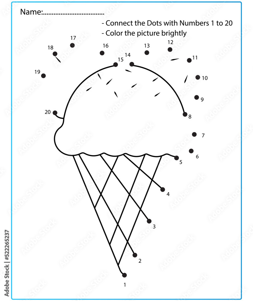 Summer Game Dot to dot Worksheets game for kids. Stock Vector | Adobe Stock