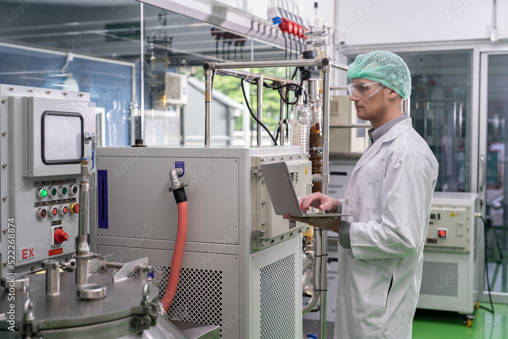 In the cannabis plantation plant engineer routine check the ...