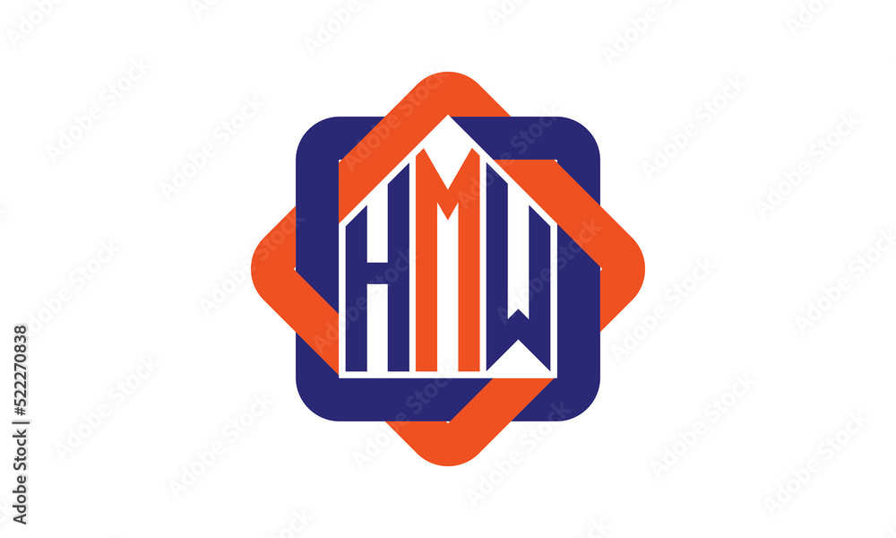 HMW three letter real estate logo with home icon logo design vector ...
