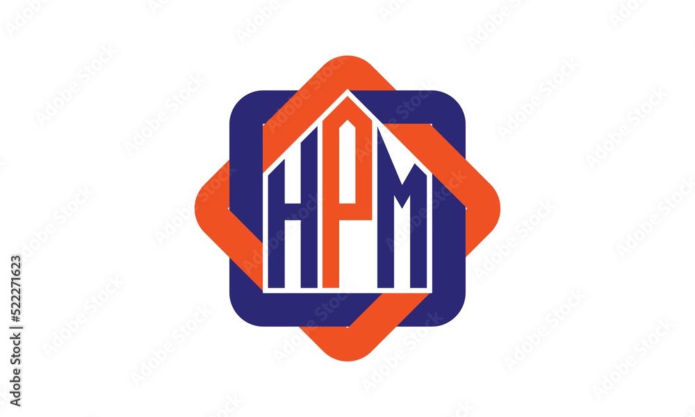 HPM three letter real estate logo with home icon logo design vector ...