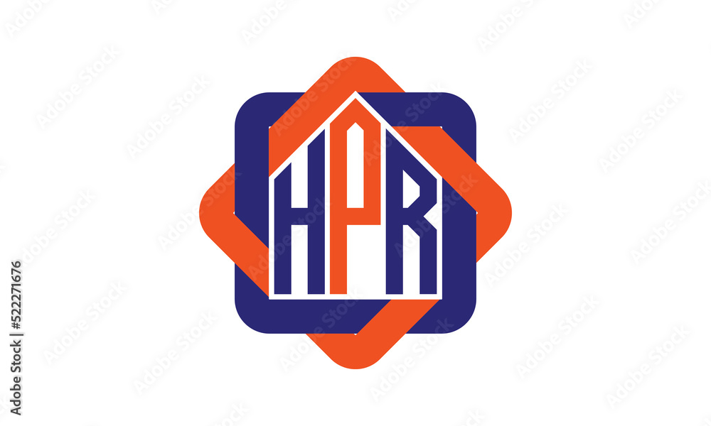HPR three letter real estate logo with home icon logo design vector ...