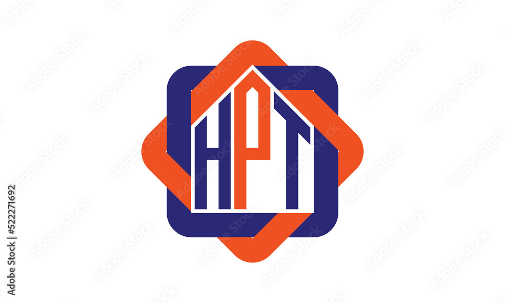 HPT three letter real estate logo with home icon logo design vector ...