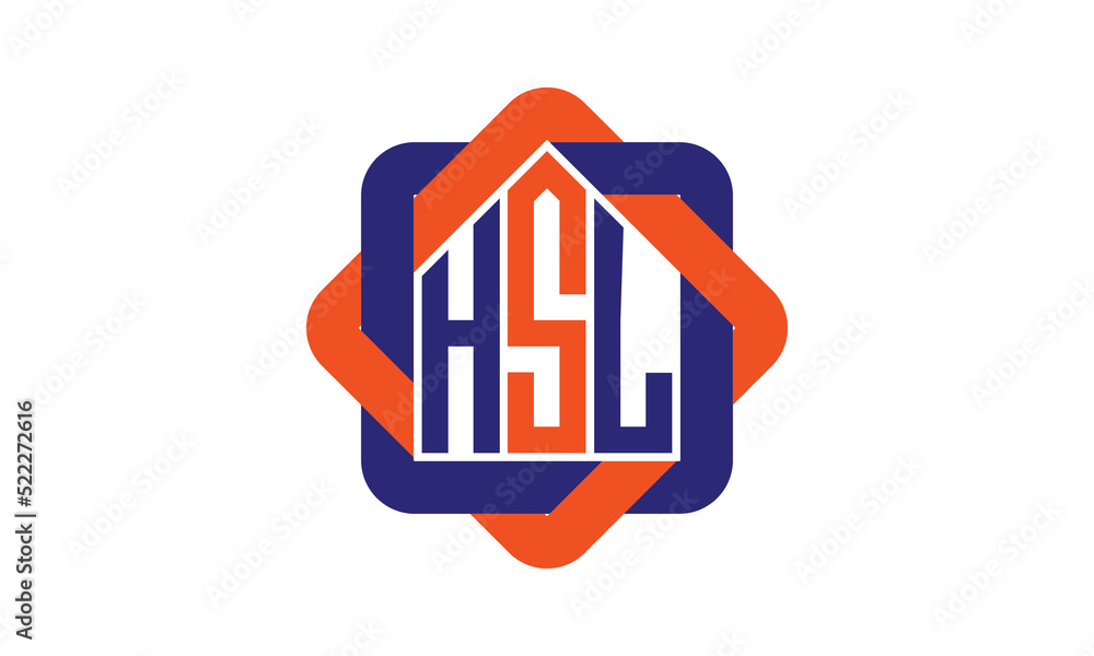 Vektorová grafika „HSL three letter real estate logo with home icon ...