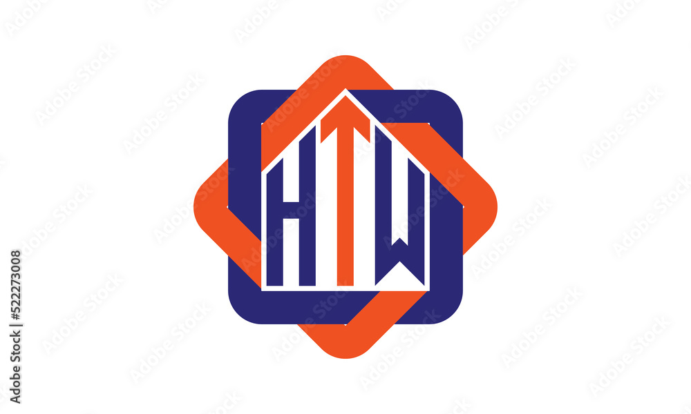 HTW three letter real estate logo with home icon logo design vector ...