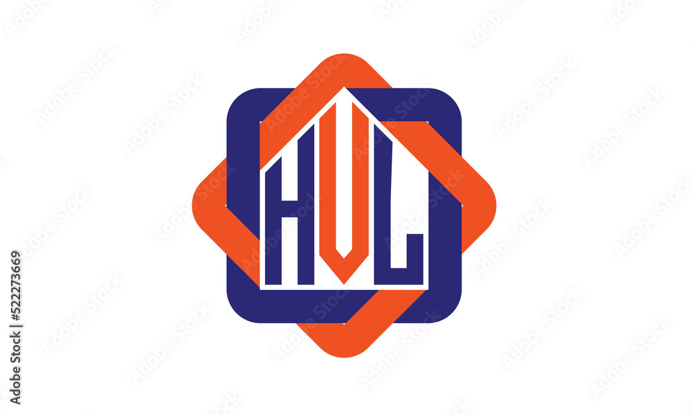 HVL three letter real estate logo with home icon logo design vector ...