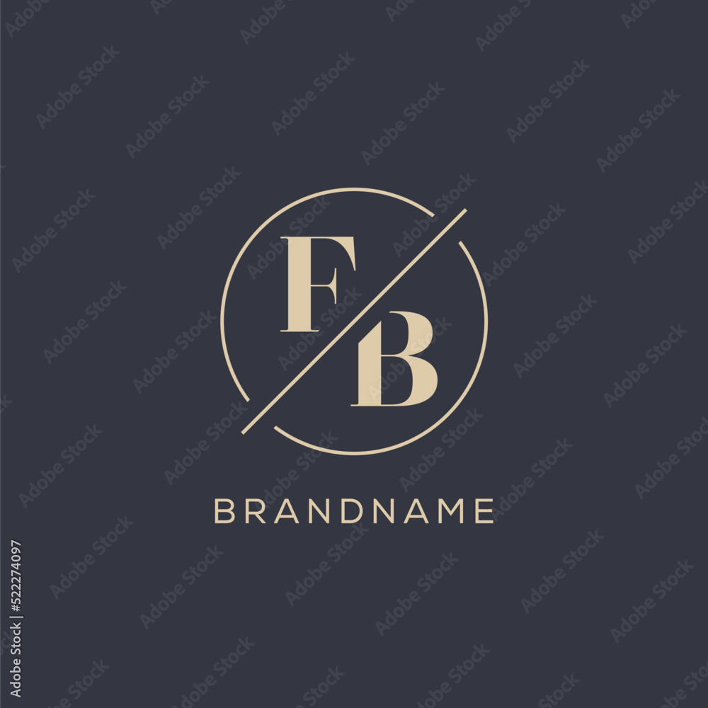 Initial letter FB logo with simple circle line, Elegant look monogram ...