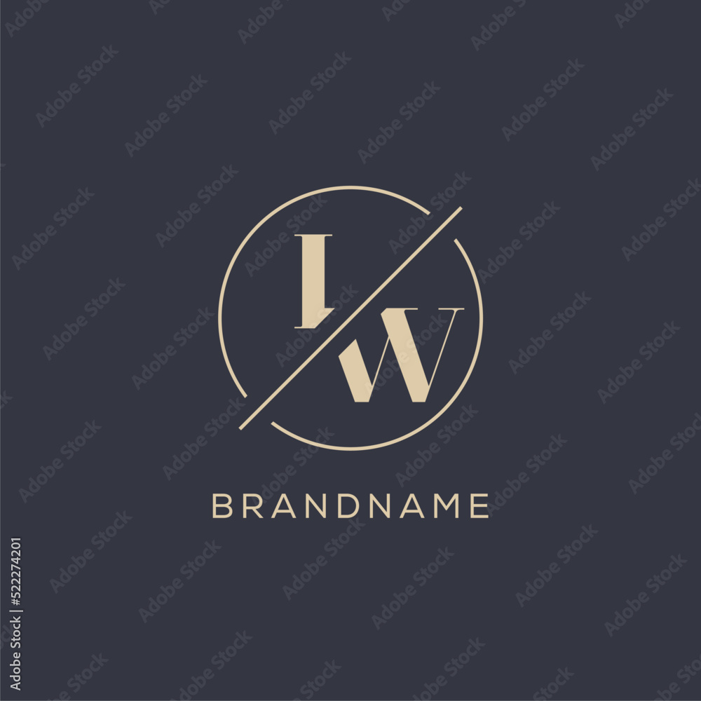 Initial letter IW logo with simple circle line, Elegant look monogram ...