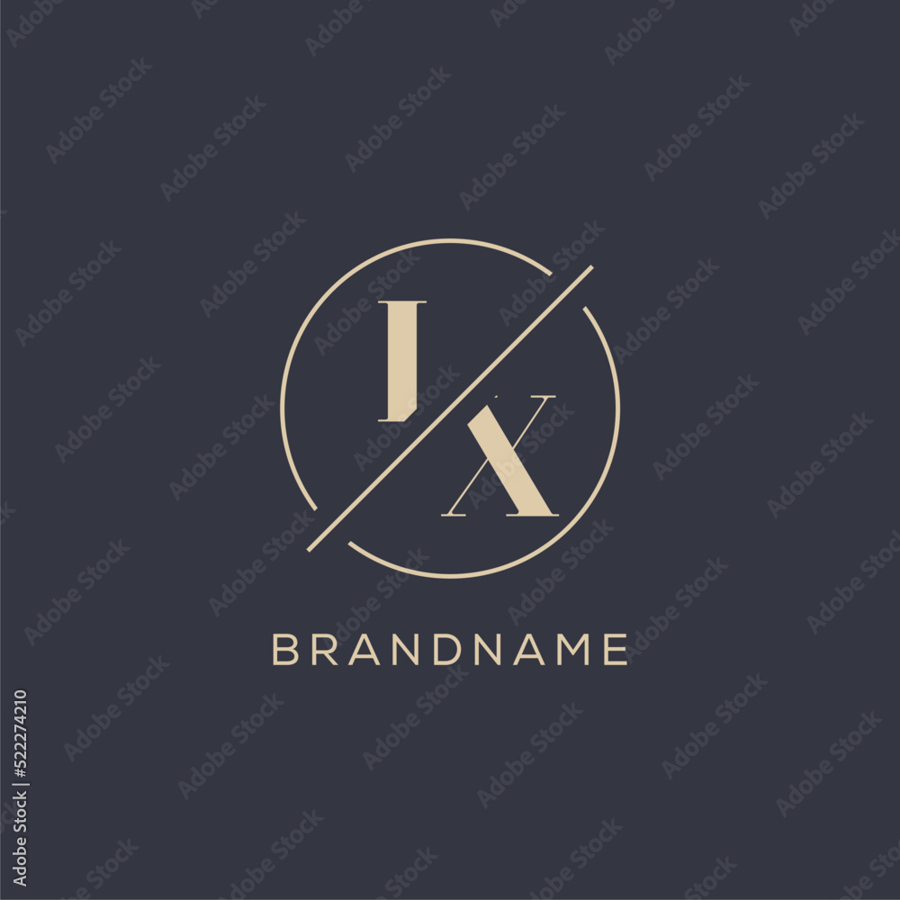 Initial letter IX logo with simple circle line, Elegant look monogram logo style Stock Vector ...